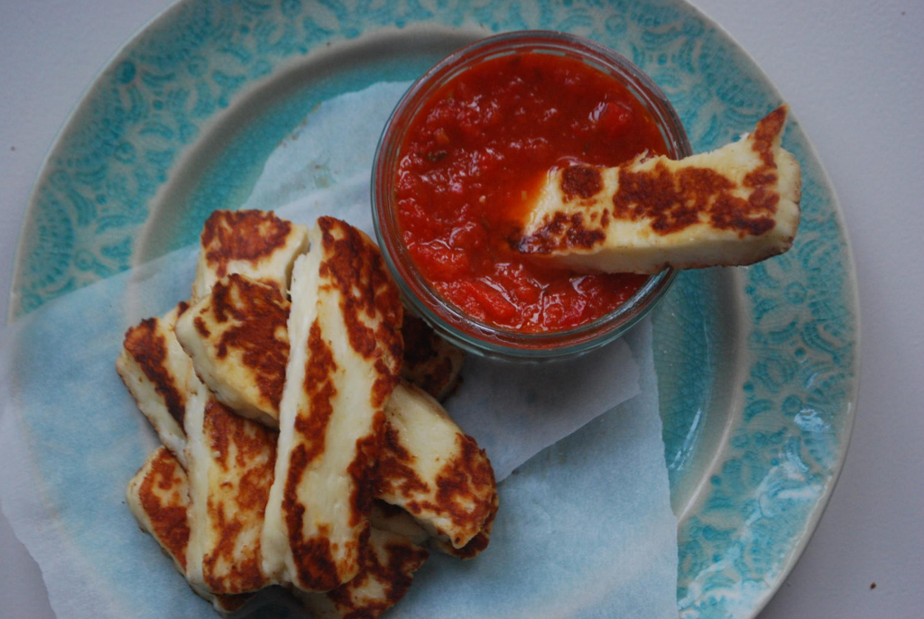 Halloumi Sticks with Harissa Dip - Cooking Them Healthy